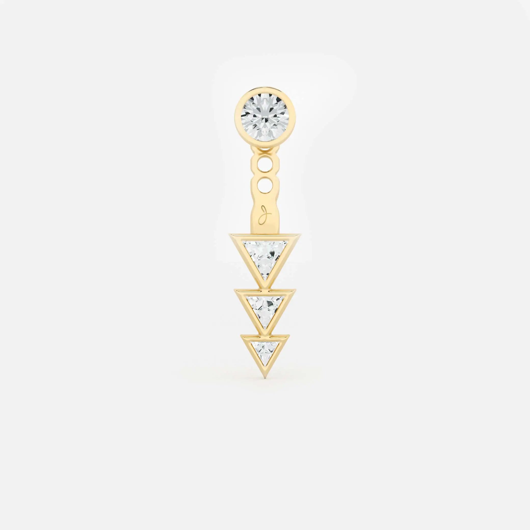 Reverse Triad Diamond Earring Jacket for Round Studs in 14K Gold | JAUR